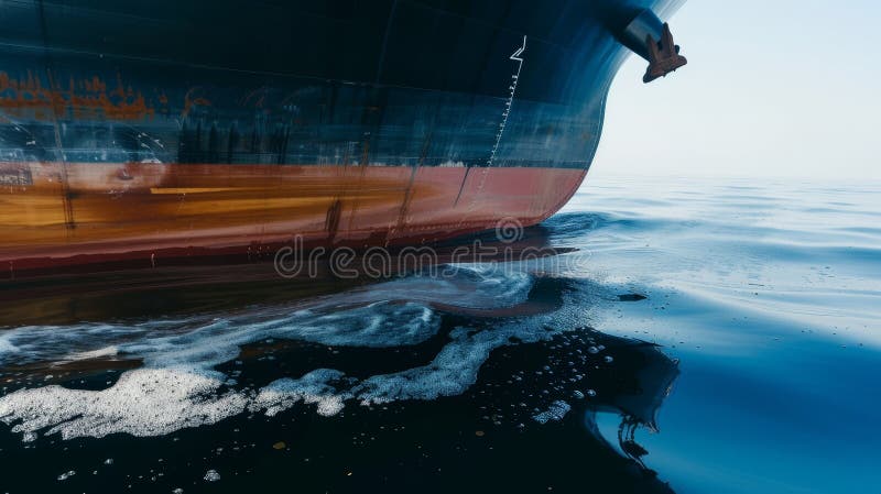 Large Ship S Hull with Anchor in the Ocean, with Water Reflecting Its ...