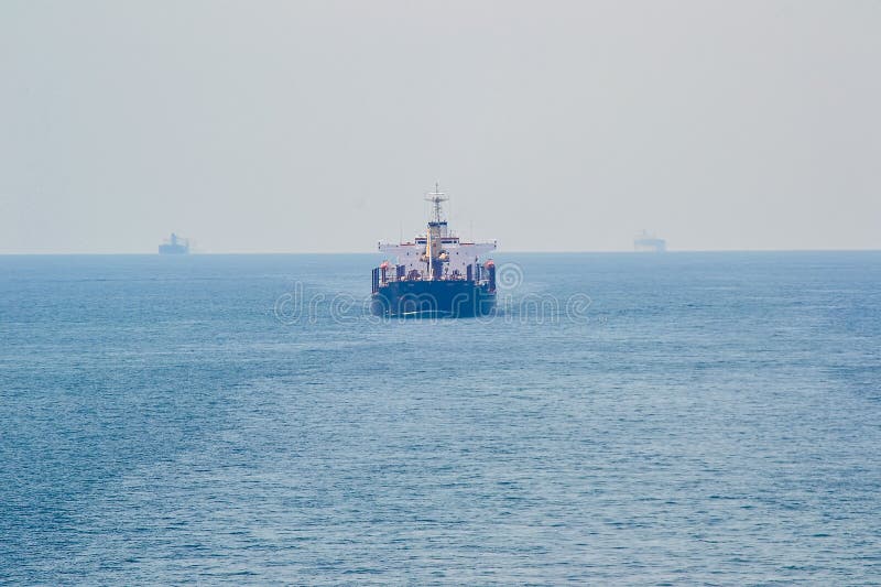 A Big Ship Sails on the Blue Water Ocean Stock Image - Image of ocean ...