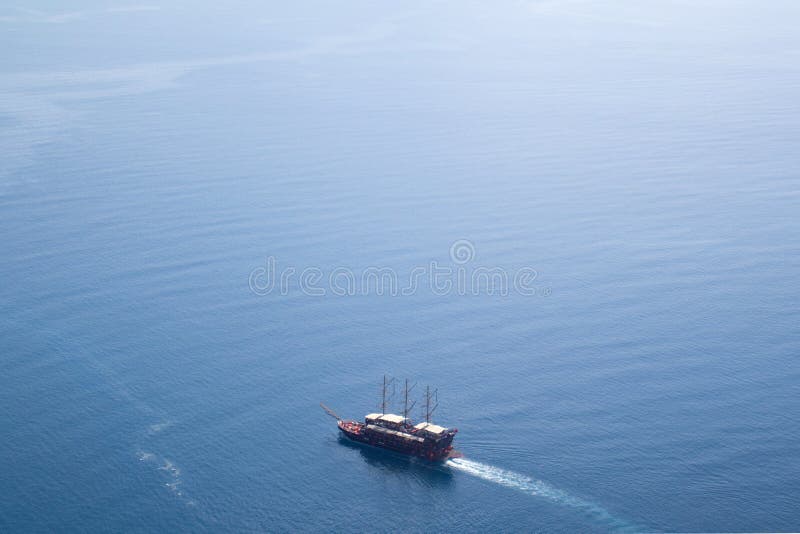 A Large Ship is Sailing in the Open Sea Stock Image - Image of antique ...