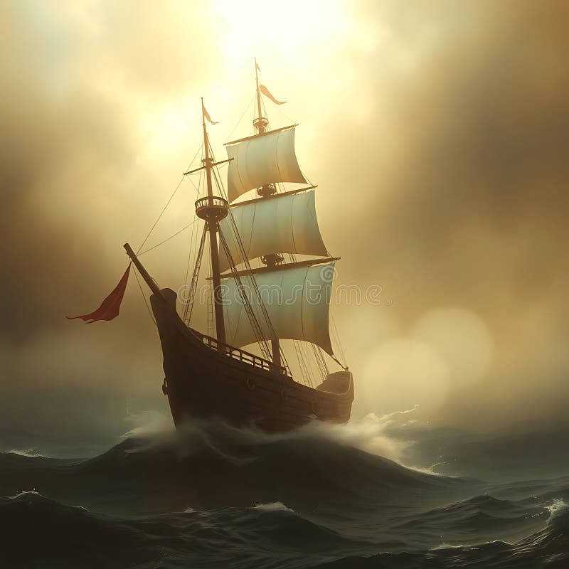 A Large Ship is Sailing through Rough Waters Stock Photo - Image of ...