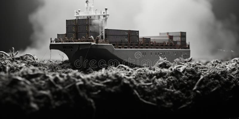 A Large Ship is Situated in the Middle of a Field. this Unique and ...