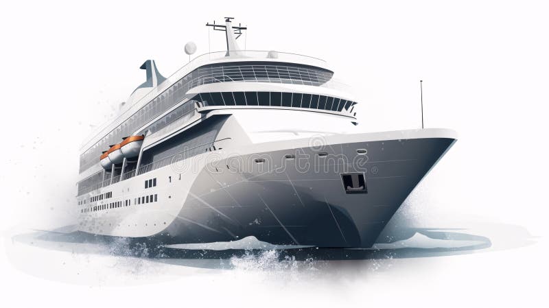 Large Ship with White Background Generative Ai Stock Illustration ...