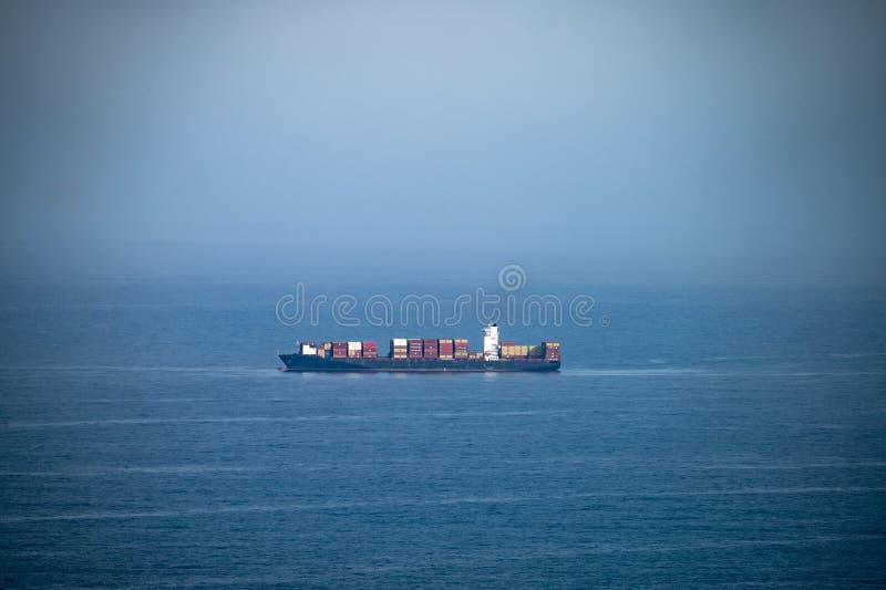 Large Shipping Boat on the Pacific Ocean Stock Photo - Image of ...