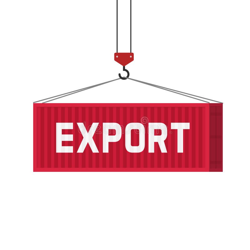 Large Shipping Container with Export Text Loading with Crane Vector ... Large Shipping Container with Export Text Loading with Crane Vector ...