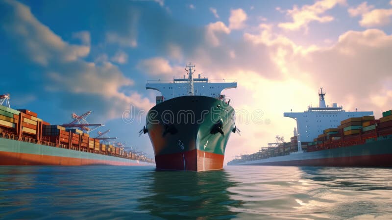 Large Shipping Container Ship with Container Stock Illustration ...