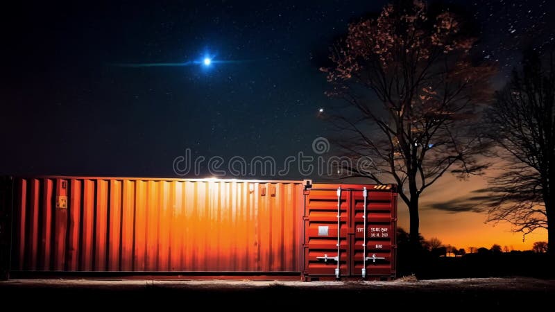Large Shipping Container Under a Starry Night Stock Footage - Video of ...