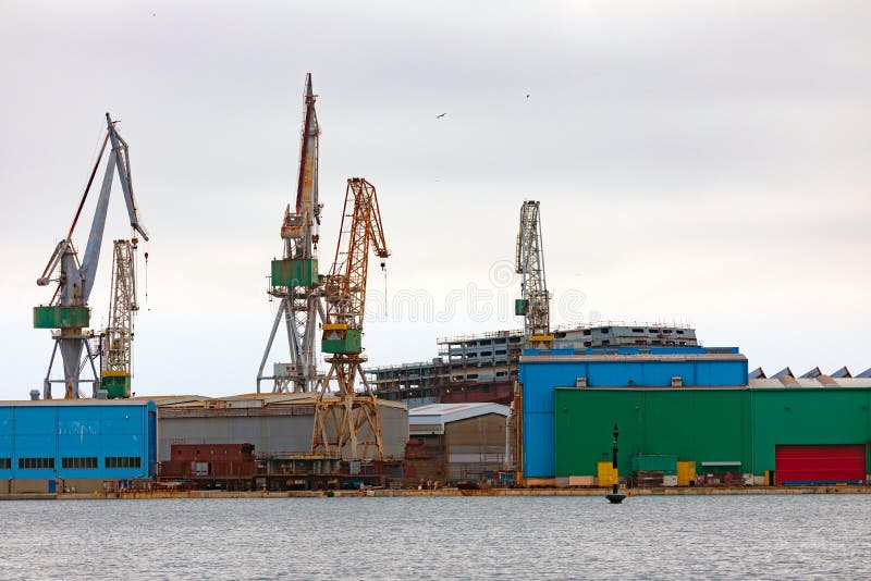 Large Shipyard Near the Coast Stock Image - Image of shipment, freight ...
