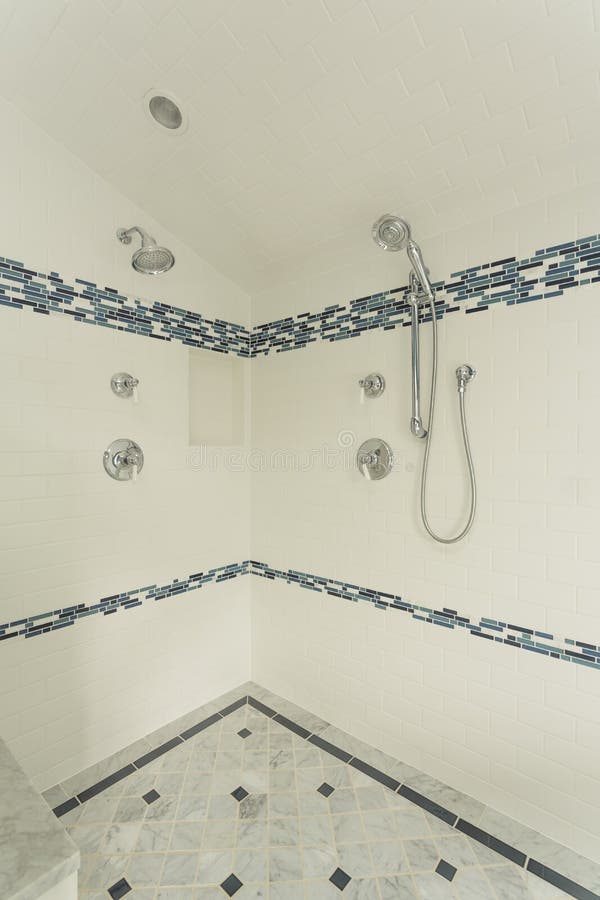 Large Shower in Upscale Home Stock Photo - Image of open, interior ...