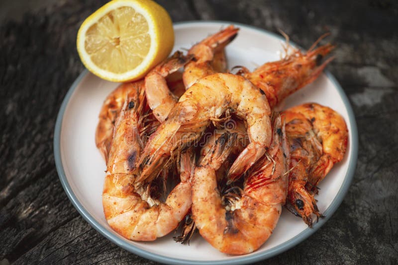 Large shrimp cooked stock photo. Image of background - 255693930