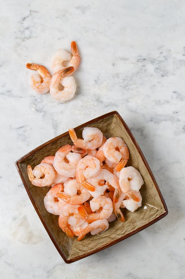 Large Shrimp in a Plate on a Marble Table Stock Image - Image of food ...