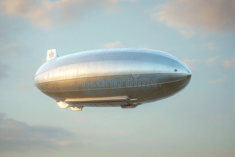 A Large Silver Blimp Flying through a Cloudy Sky, Great for Adventure ...