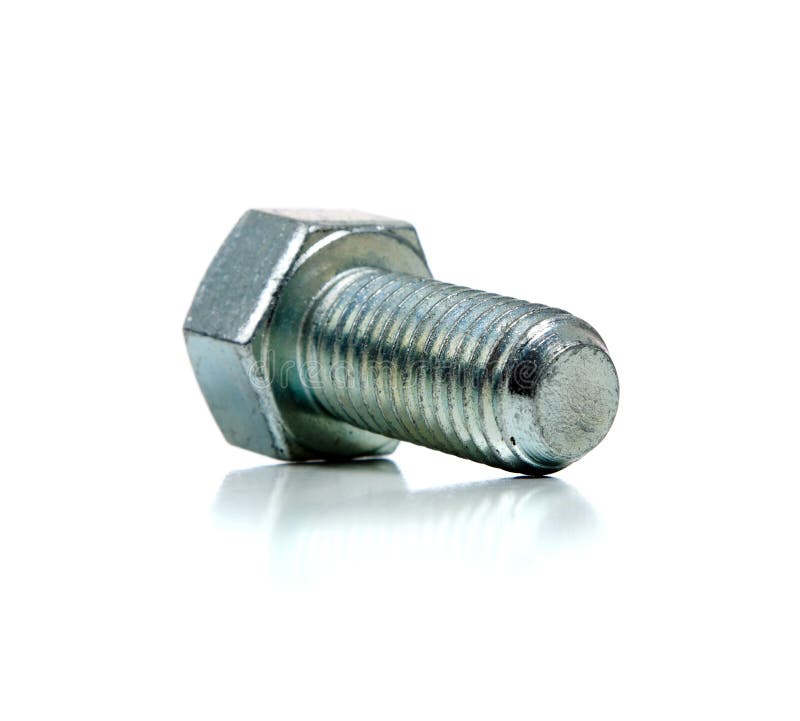 A Large Silver Bolt on White Stock Photo - Image of metal, head: 11793794
