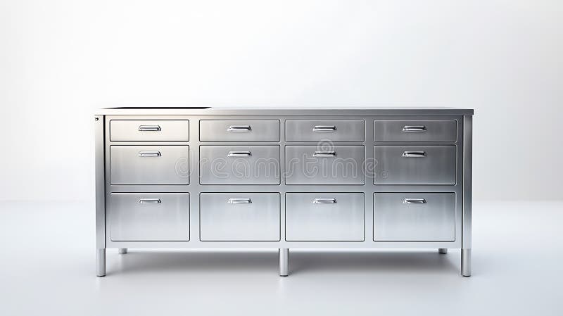 A Large Silver Metal Cabinet with a Black Handle Stock Photo - Image of ...