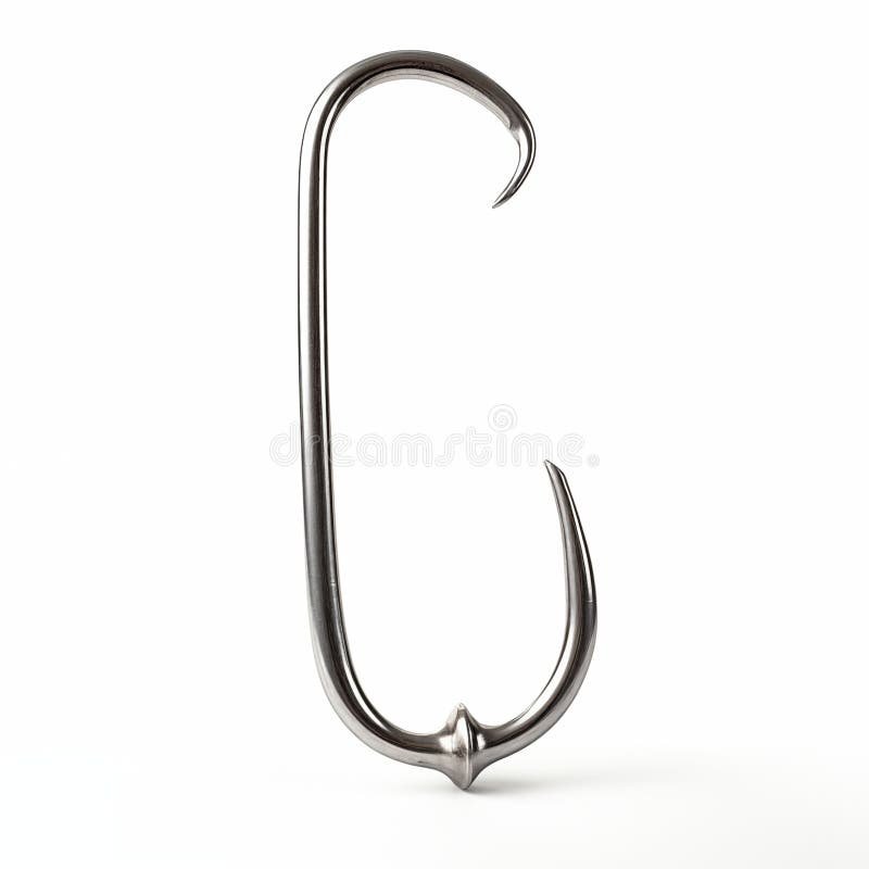 Large Silver Metal Hook with Curved Point on White Background Stock ...