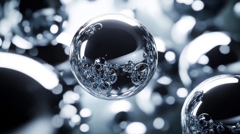 A Large Silver Sphere with Smaller Bubbles Inside Stock Illustration ...