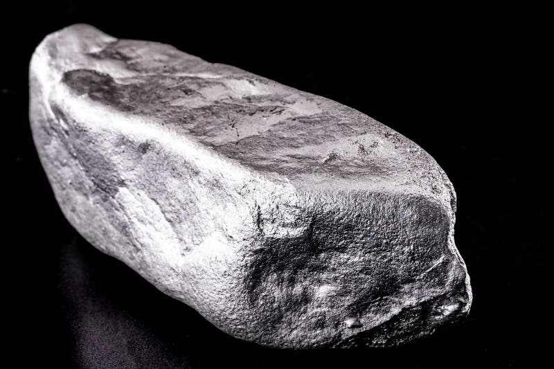 Large Silver Stone, Rare Silver Nugget on Black Background. Gemstone in High Resolution, Luxury ...