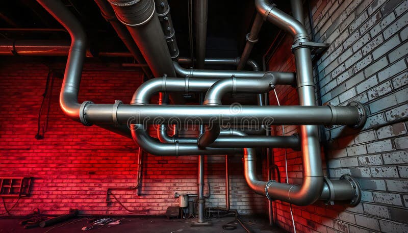 Large Silver Water Pipes Connected Together in a Beautiful Pattern ...