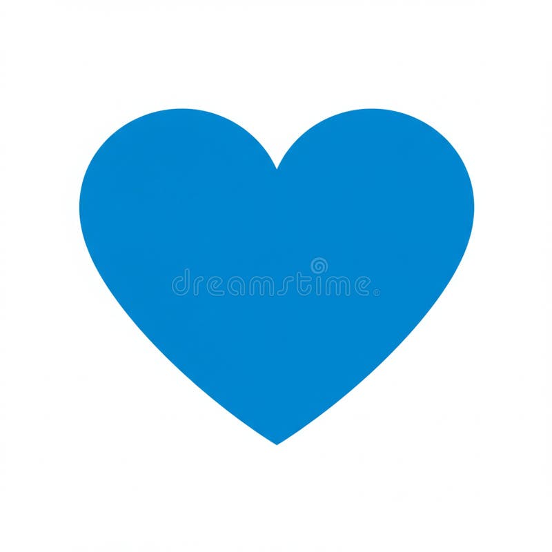 A Large, Simple Blue Heart Shape is Centered on a White Background. the ...