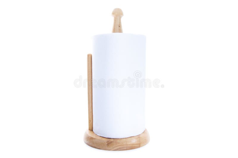 Large Size Roll of Kitchen Napkin Attach To Its Holder Over Whit Stock ...