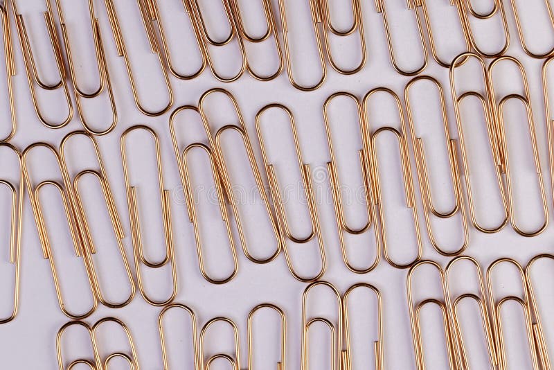 Large Sized Copper Paper Clips Lie on White Blank Paper Stock Image ...