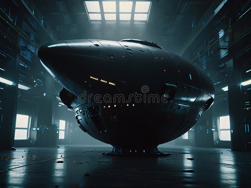 Huge Sizes a Spaceship with Strapping Windows in the Dock on the Repair ...