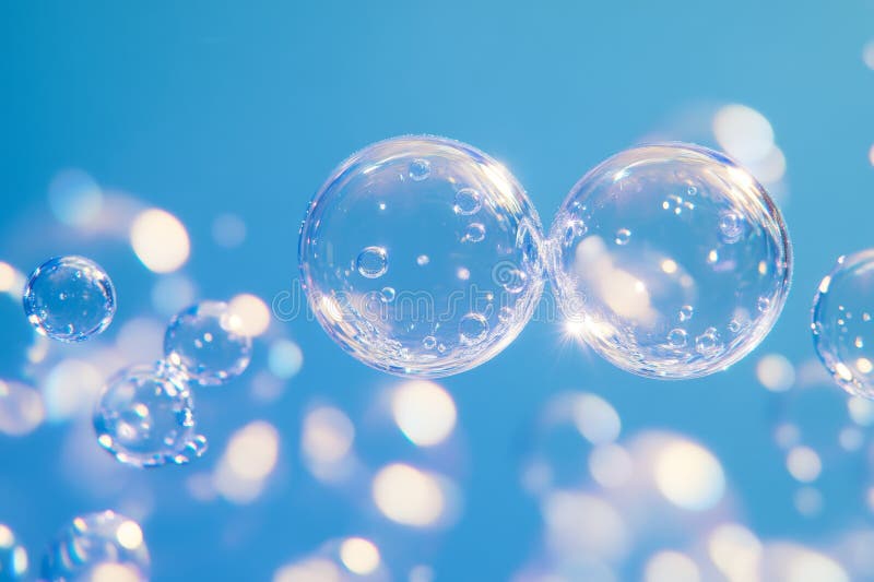 Large and Small Bubbles Floating on a Transparent Water Surface ...