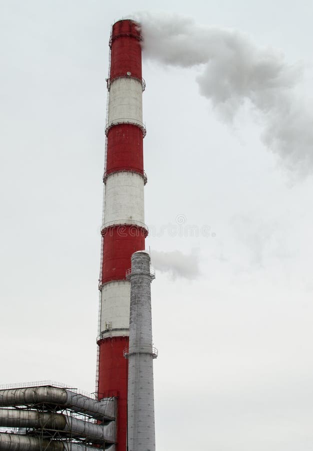 Large and Small Chimney Stacks Stock Image - Image of factory ...