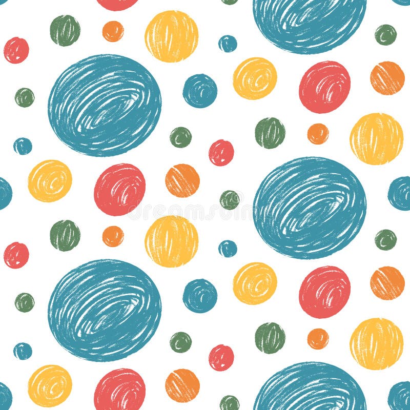 Large and Small Circle Spot Multi Colors Seamless Pattern. Crayon Kids ...