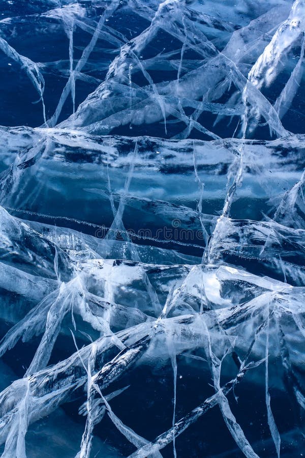 Blue Transparent Ice with Deep Cracks. Stock Image - Image of natural ...