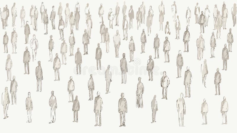 Large and Small Groups of Men Outlined, Symbolizing Social Gatherings ...