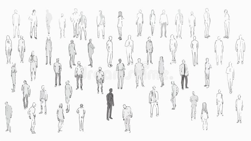 Large and Small Groups of Men Outlined, Symbolizing Social Gatherings ...