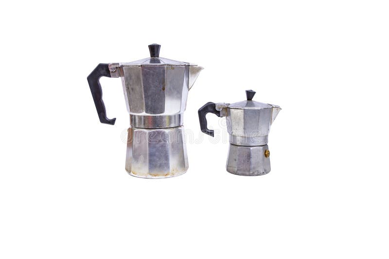 Large and Small Italian Coffee Makers Isolated on White Background ...