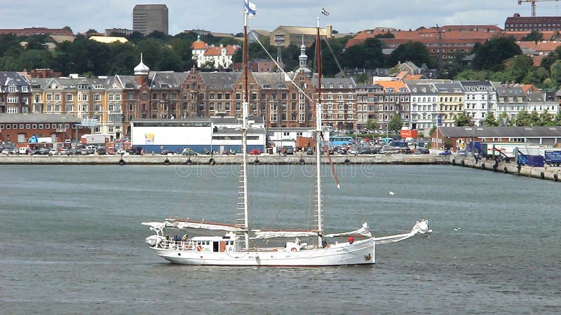 Large and Small Sailing Ships and Yachts in the Danish Port of Aarhus ...