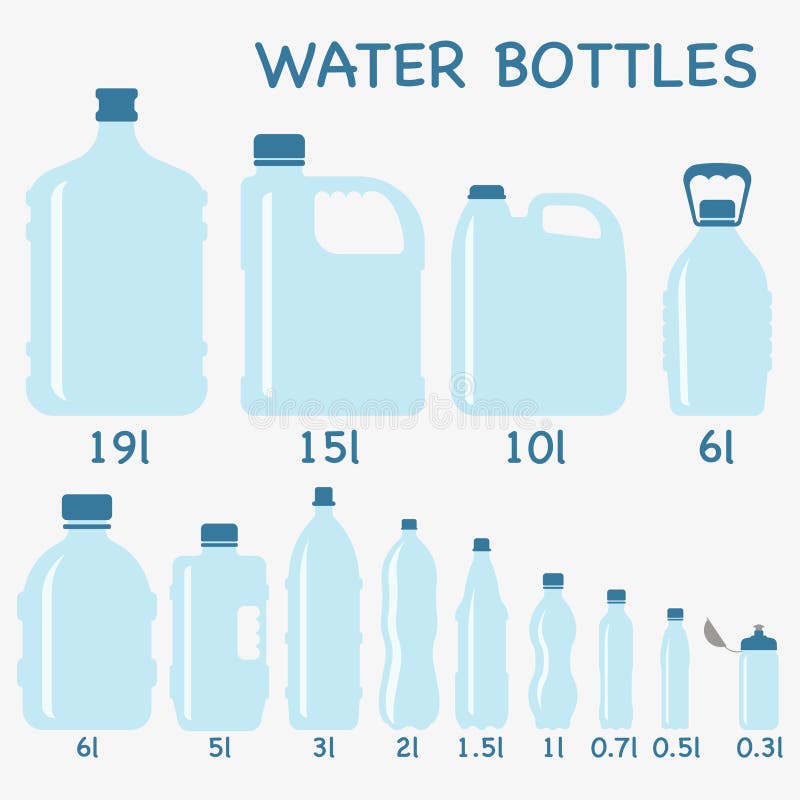 Vector Set of Large Volume Water Bottles Isolated on White Background ...