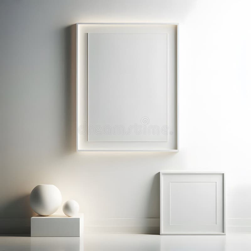 Large and Small White Photo Frames. Minimalist Gallery Art Concept ...