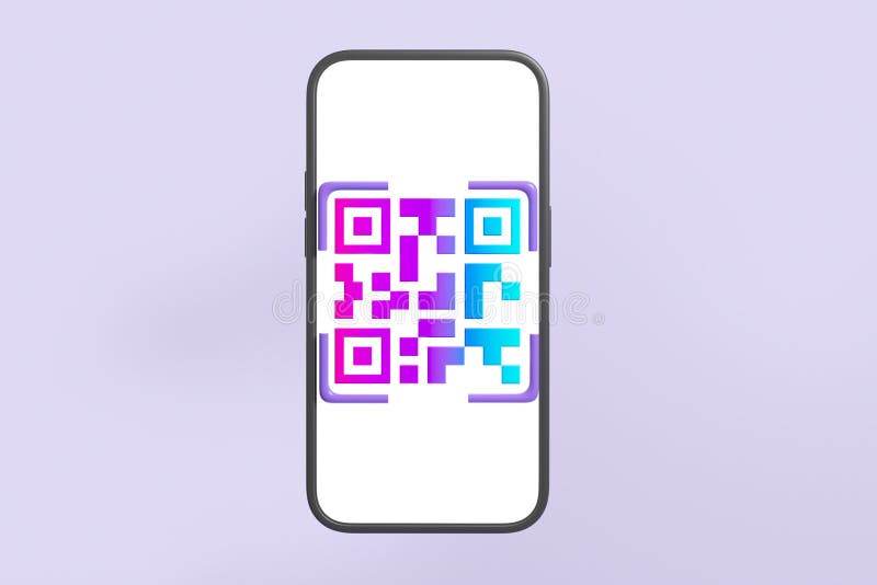 Large Smartphone Mockup Screen with Gradient QR Code Stock Illustration ...