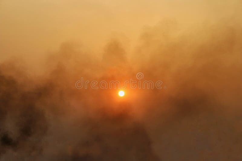 Large Smoke Covered on Sky with Light of Evening Sun Causing the ...
