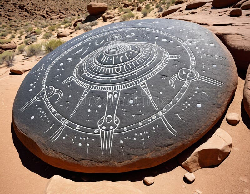 UFO Rock Desert Ancient Aliens Stock Illustration - Illustration of ...