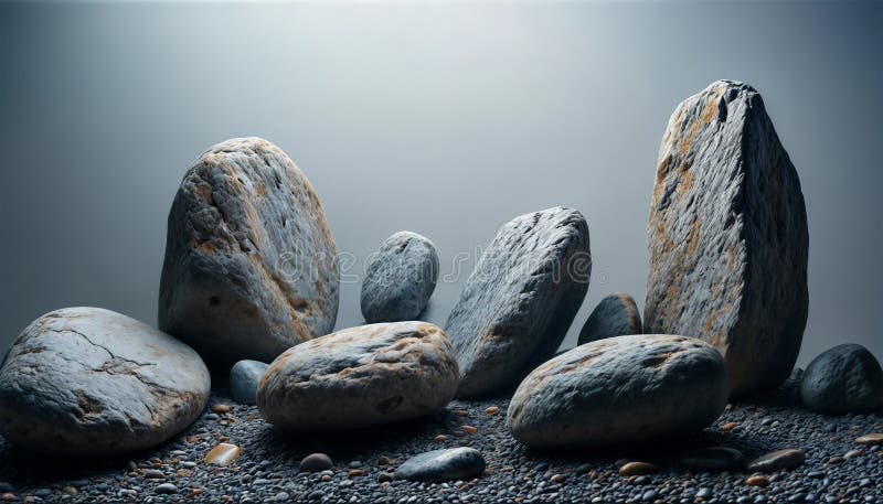 Large Smooth Stones Lie in a Pile Stock Illustration - Illustration of ...