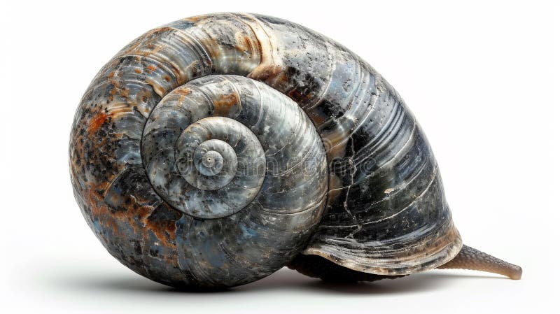 A Large Snail with a Shell on Its Back Against White Background, AI ...