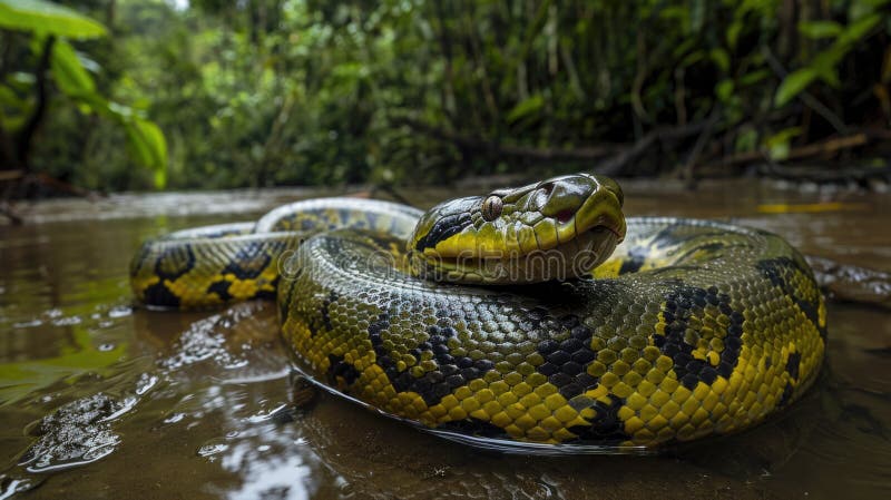 A Large Snake Sitting on Top of a River. Suitable for Nature and ...