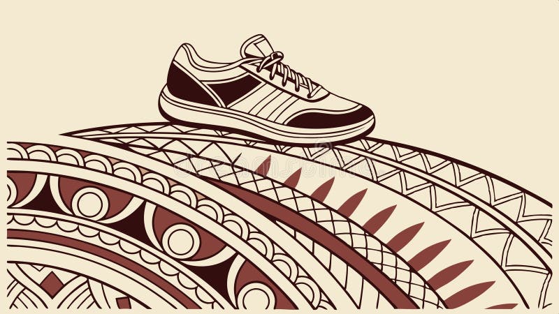 Large Sneaker with Abstract Sunburst and Pattern Background Vector ...
