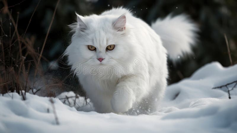 A Large Snow Cat Who is Both Fierce and Adorable Generative AI Stock ...