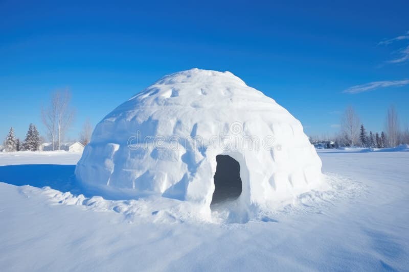 A Large Snow Igloo Against a Blue Sky Stock Illustration - Illustration ...