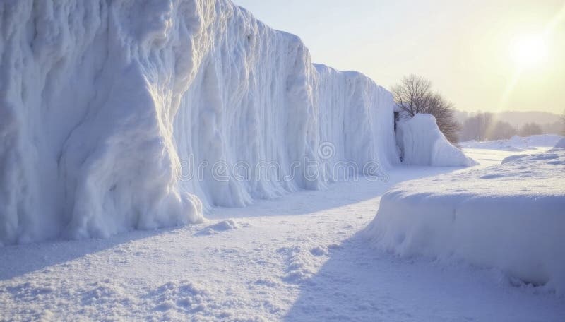Large Snow Wall with a Subtle Sheen in the Sunlight, Peaceful, Frozen ...