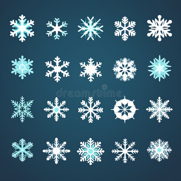 Large Snowflake Vector Icon Set in Dark and Light Azure Stock ...