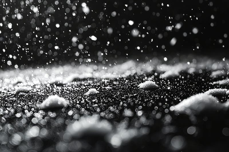 Large Snowflakes Falling in Front of a Black Background, Isolated, with ...
