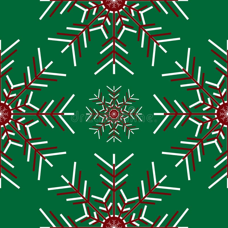 Large Snowflakes on Green Background Stock Illustration - Illustration ...