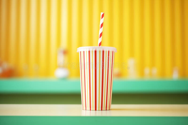 Large Soft Drink Cup with a Striped Straw Stock Illustration ...