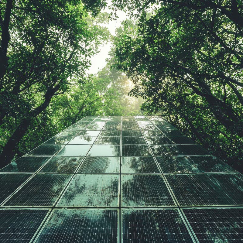 Large Solar Array Installed in a Forested Area Surrounded by Trees and ...